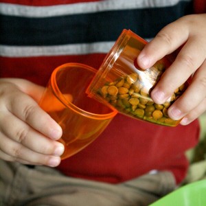 Peas and Carrots Simple Sensory Bin - Fantastic Fun & Learning